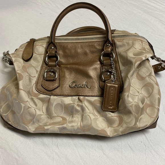 Coach | Bags | Coach Barrell Type Style With Signature Tan Fabric And ...